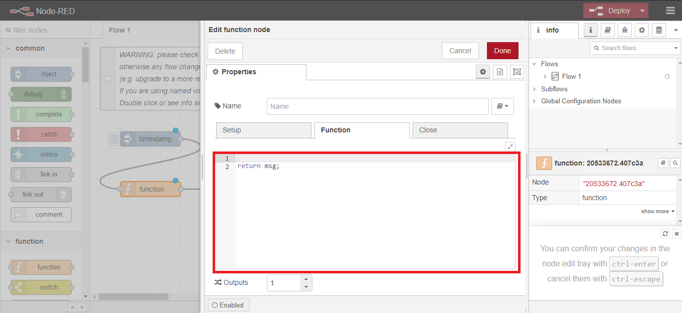 Generación y volcado de datos en Node-RED - IIoT&CPS